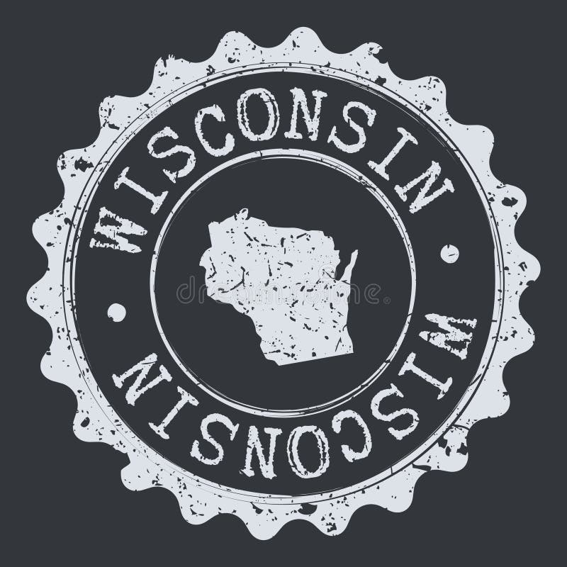 Wisconsin Map Seal. Silhouette Postal Passport Stamp. Round Vector Icon ...