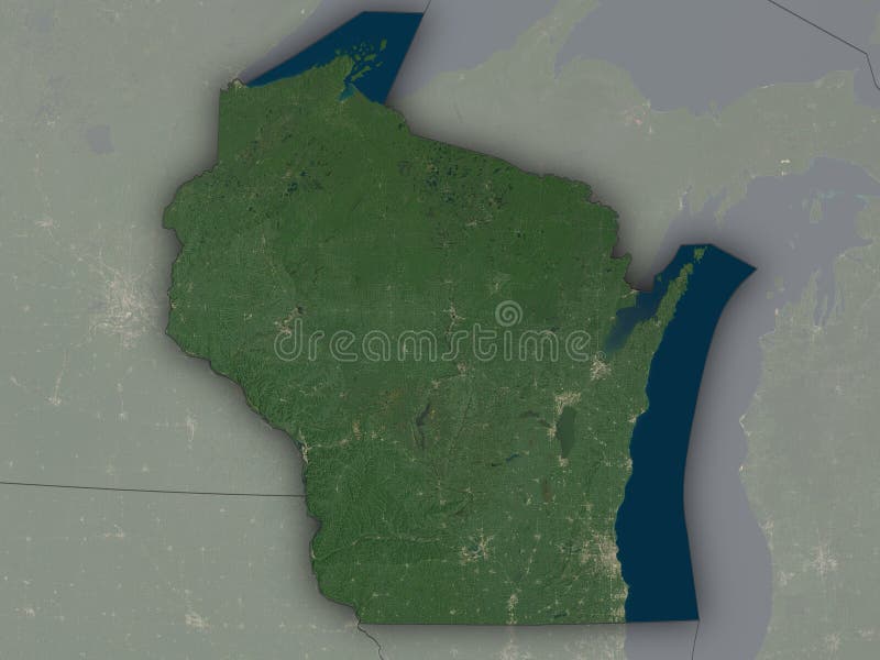 Wisconsin on a Map with State Borders Stock Illustration - Illustration ...