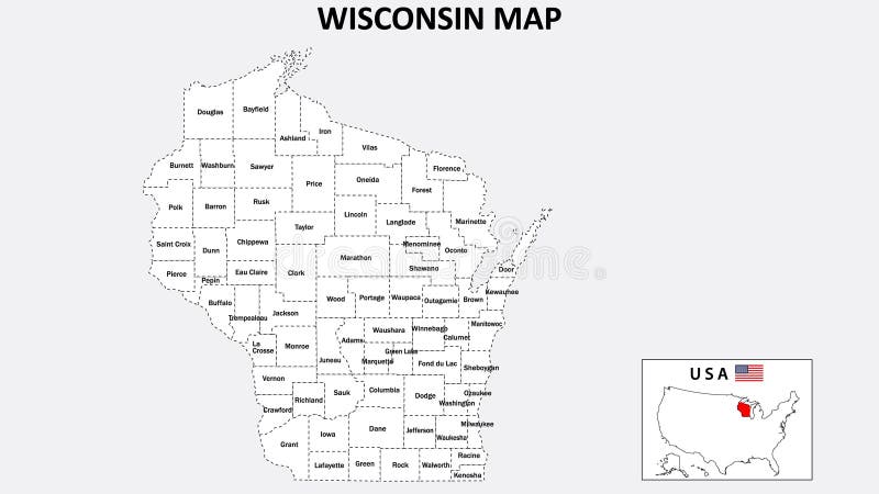 Wisconsin Map. State and District Map of Wisconsin Stock Vector ...