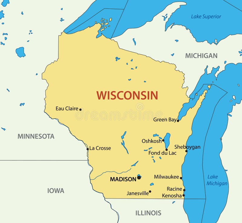 Wisconsin - Mapa Del Vector Del Estado Ilustración del Vector ...