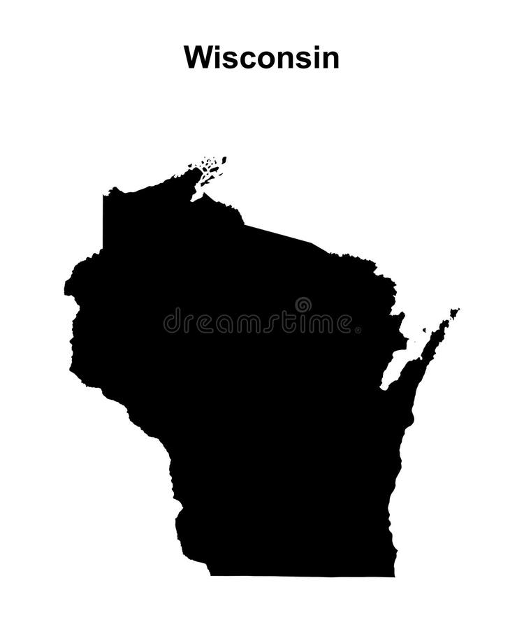 Wisconsin outline map stock vector. Illustration of state - 360689089