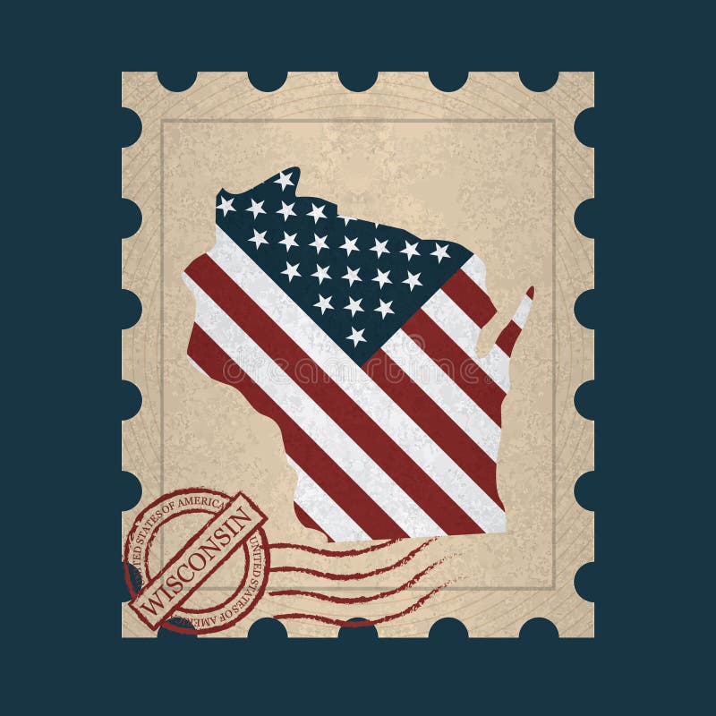 Wisconsin Postage Stamp. Vector Illustration Decorative Design Stock ...