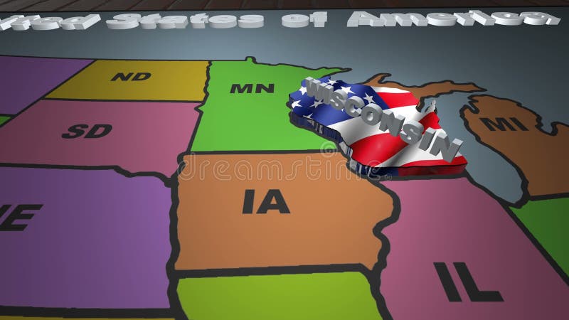 Wisconsin Pull Out from USA States Abbreviations Map Stock Footage ...