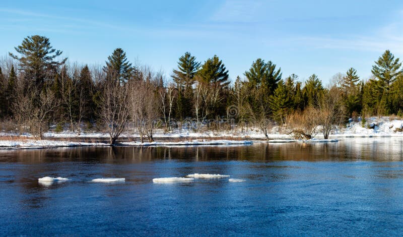 Wisconsin River in Merrill, Wisconsin Starting To Melt Stock Image ...