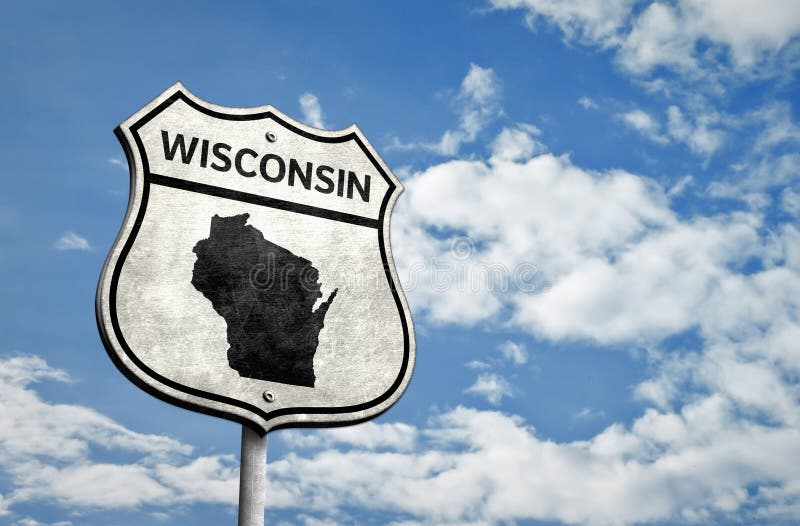 Wisconsin Road Sign in Route 66 Style Stock Image - Image of highway ...