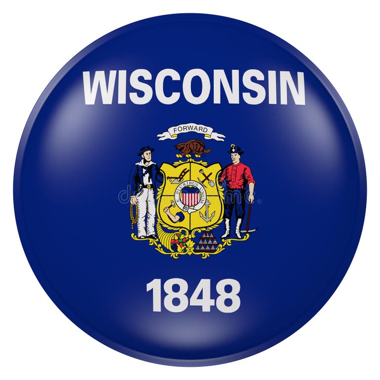 Wisconsin State Flag Button Stock Illustration - Illustration of sign ...