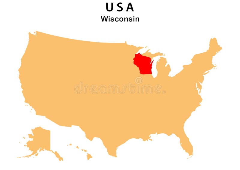 Wisconsin State Map Highlighted on USA Map. Wisconsin Map on United ...
