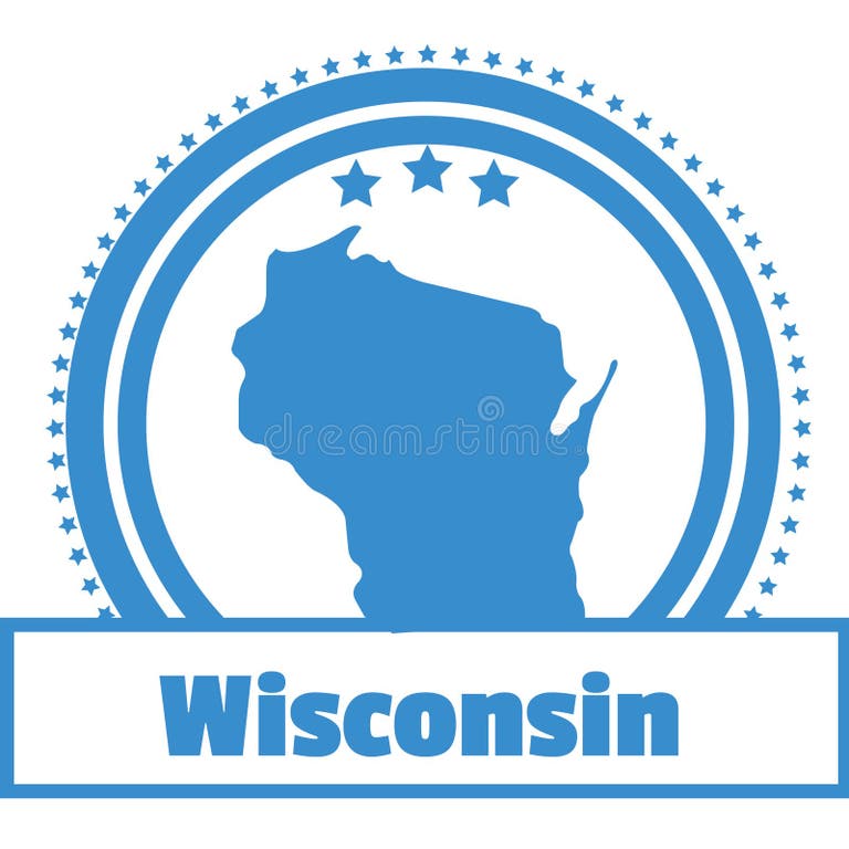 Wisconsin State Map Label. Vector Illustration Decorative Design Stock ...