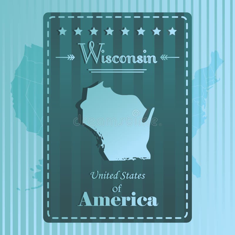 Wisconsin State Map Label. Vector Illustration Decorative Design Stock ...