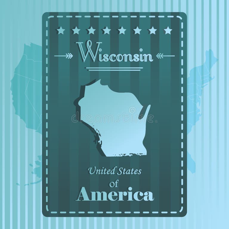 Wisconsin State Map Label. Vector Illustration Decorative Design Stock ...