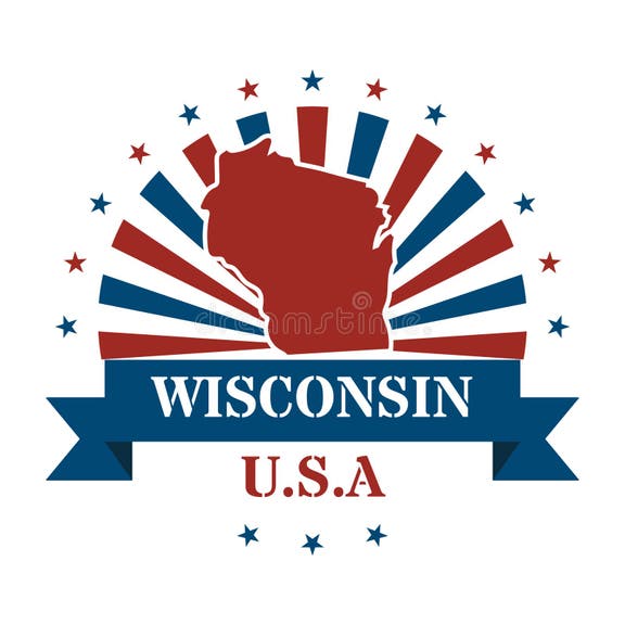 Wisconsin State Map Label. Vector Illustration Decorative Design Stock ...