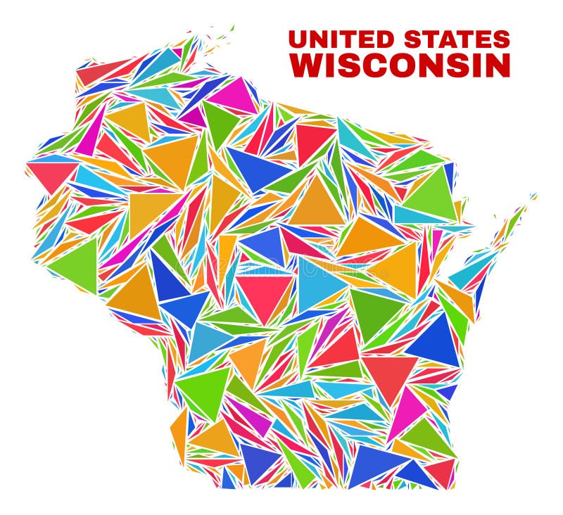 Wisconsin State Map - Mosaic of Color Triangles Stock Vector ...