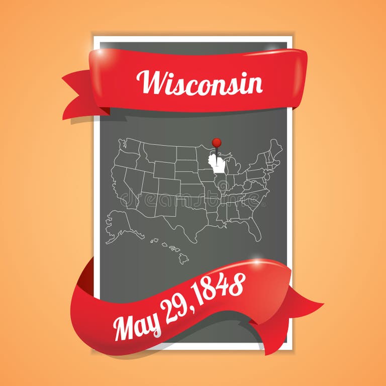 Wisconsin State Map Poster. Vector Illustration Decorative Design Stock ...