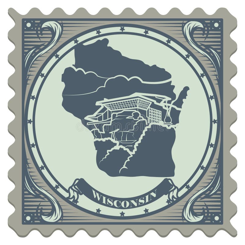 Wisconsin State Postage Stamp. Vector Illustration Decorative Design ...