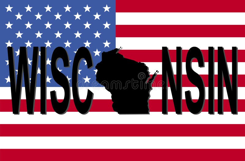 Wisconsin text with map stock vector. Illustration of flag - 3847122