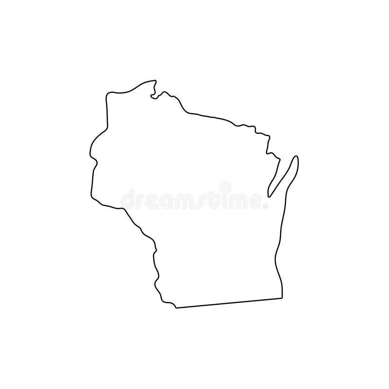 Wisconsin - U.S. State. Contour Line in Black Color. Vector ...