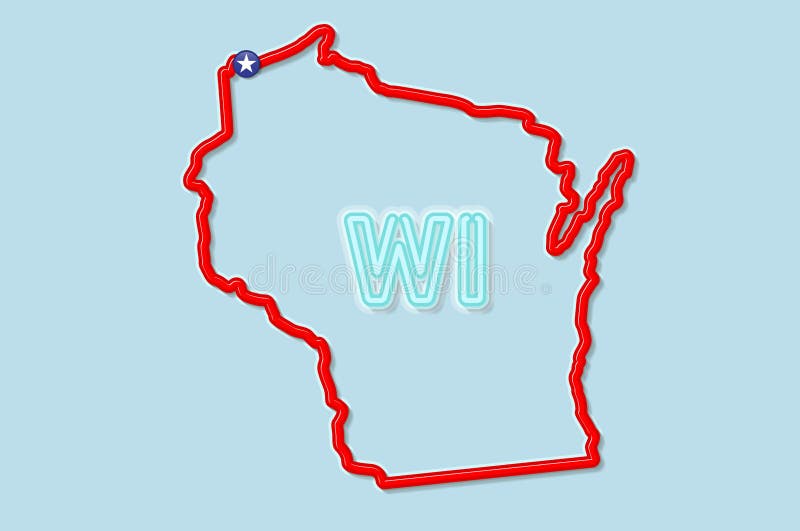 Wisconsin US State Vector Map Pencil Sketch. Wisconsin Outline Map with ...