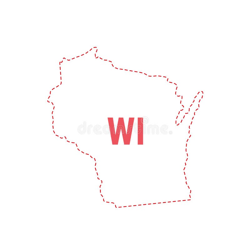 Wisconsin US State Red Outline Map with the Handwritten Heart Shape ...