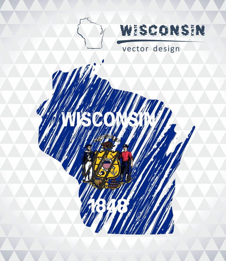 Wisconsin Vector Map with Flag Inside Isolated on a White Background ...