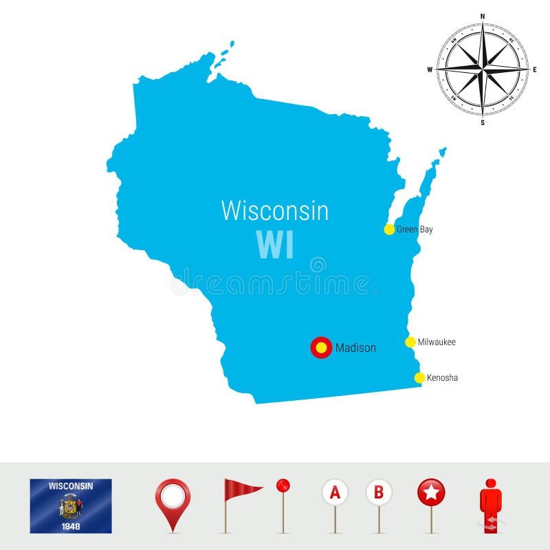 Wisconsin Vector Map Isolated on White Background. Detailed Silhouette ...