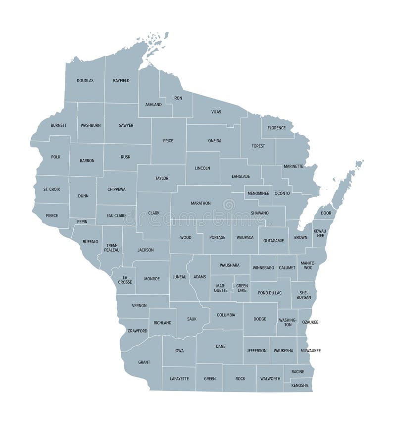 Wisconsin County Map Stock Illustrations – 1,098 Wisconsin County Map ...