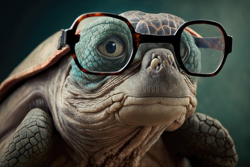 Wisdom Concept. a Wise Turtle of Advanced Age Wearing Glasses Stock ...