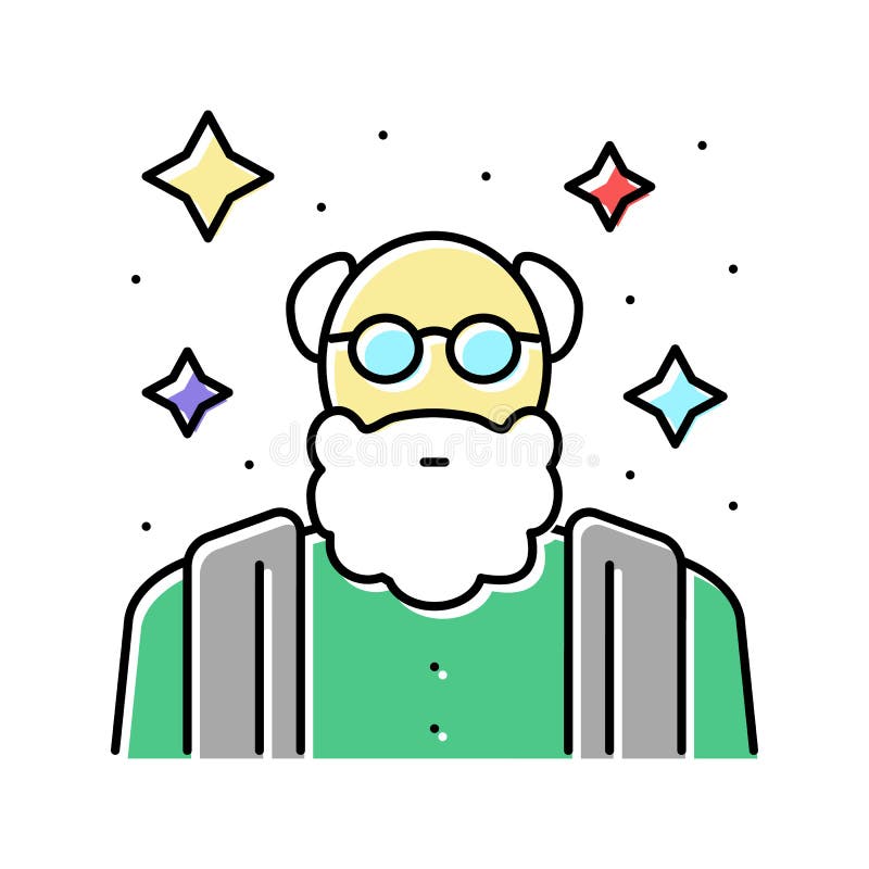 Wisdom Elderly Man Color Icon Vector Illustration Stock Vector ...