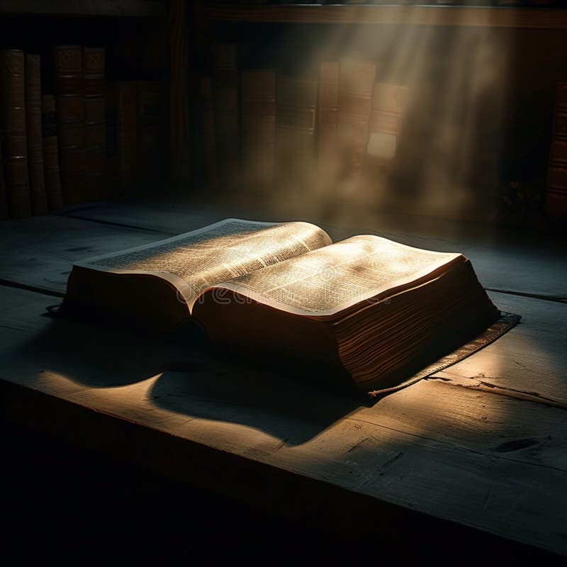 Wisdom Emanates As an Ancient Bible Illuminates a Shadowed Library ...