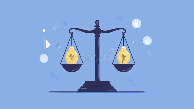 Wisdom and Justice Represented by Balanced Scales with a Light Bulb, in ...