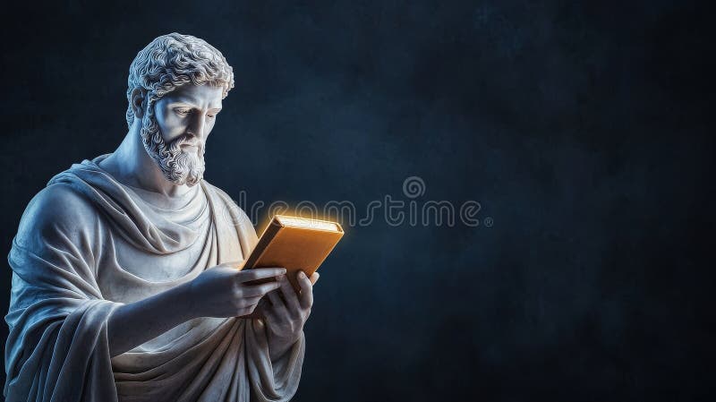 Ancient Scholar Reading Illuminated Book Wisdom Knowledge Learning ...