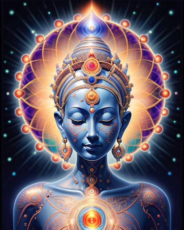 The Wisdom of Meditation. the Backdrop is a Dimension of Shimmering ...