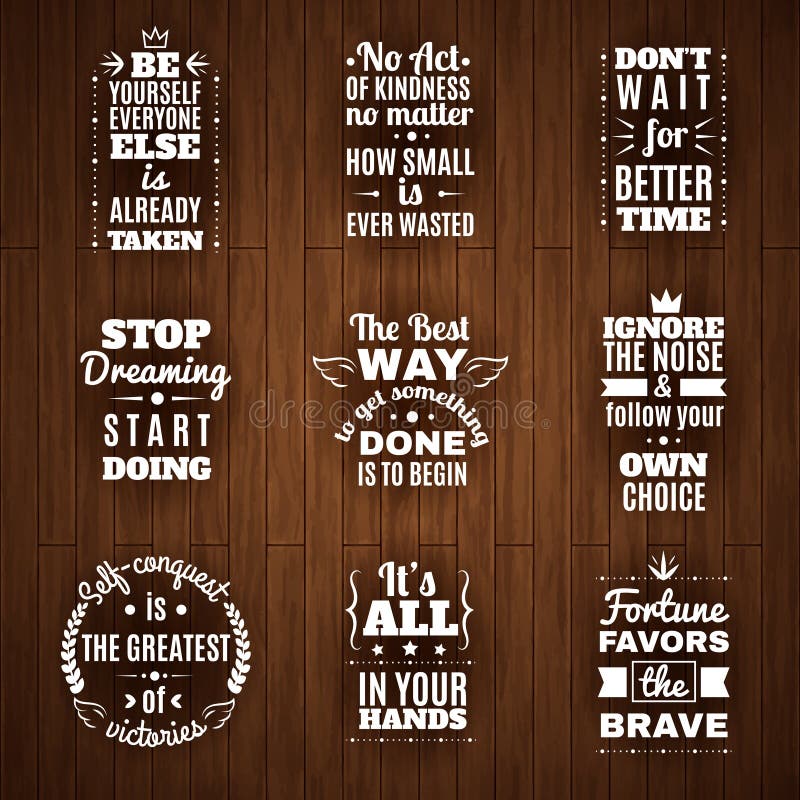 Daily Wisdom and Motivation Quotes Set Stock Vector - Illustration of ...