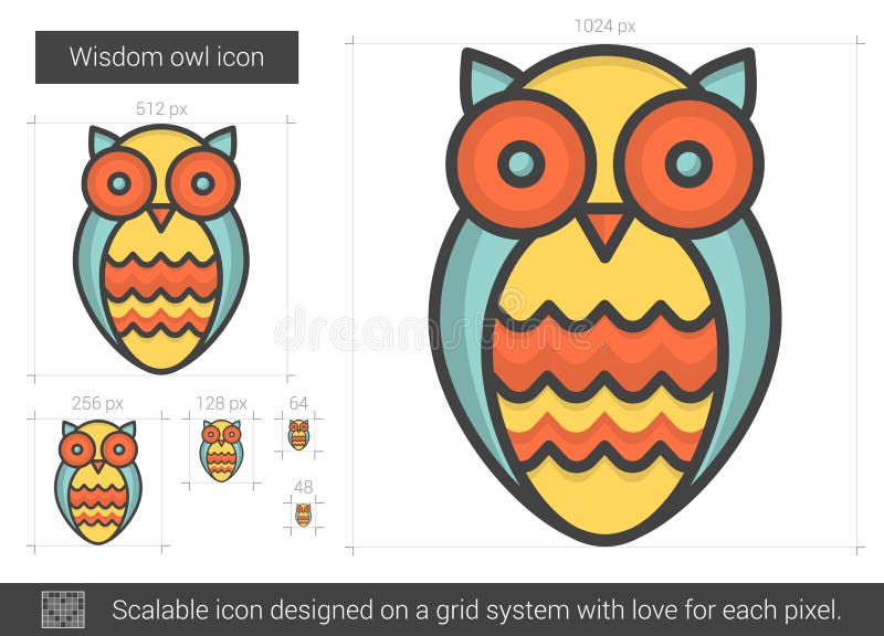 Wisdom owl line icon. stock vector. Illustration of concept - 85919002