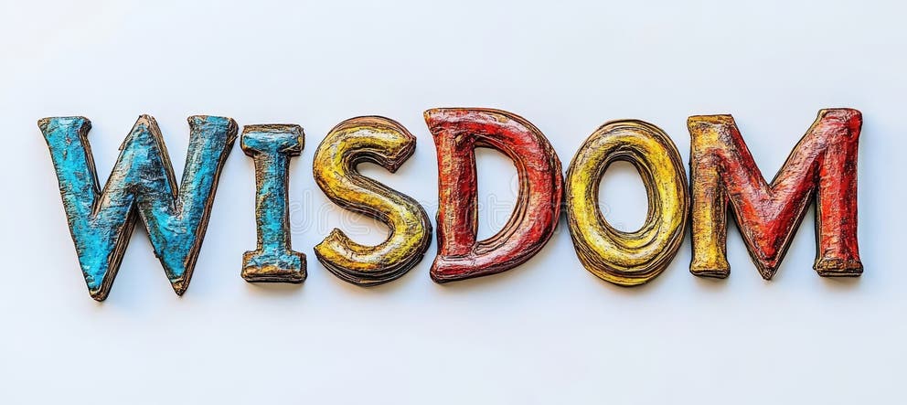 Wisdom Text with Bold and Colorful Rough Texture, Isolated on White ...