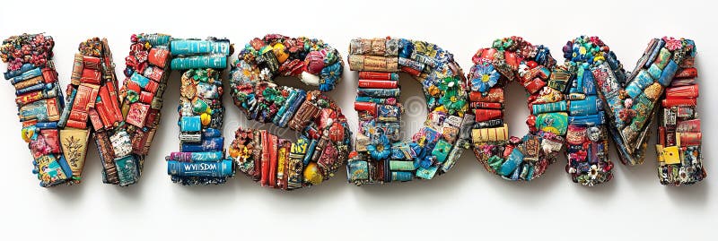 WISDOM Typography Word Composition, Crafted Using Colorful Assortment ...