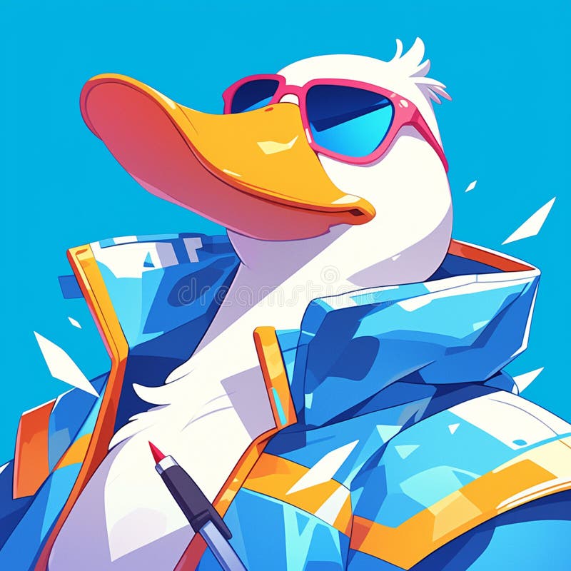 A Wise Duck Software Engineer Cartoon Style Stock Vector - Illustration ...