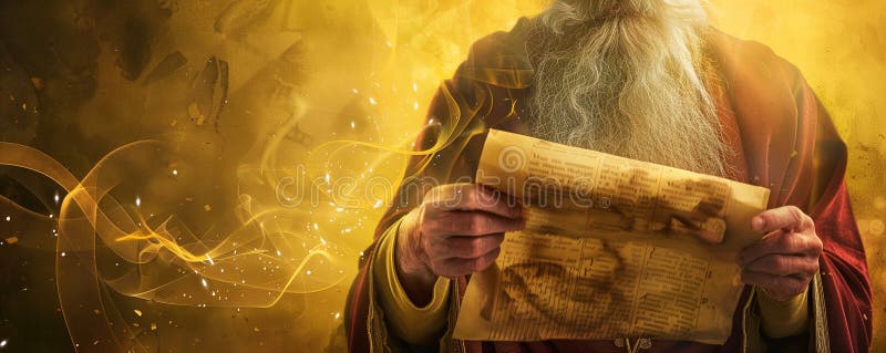 Ancient Parchment Scroll in Glowing Yellow Light Stock Image - Image of ...