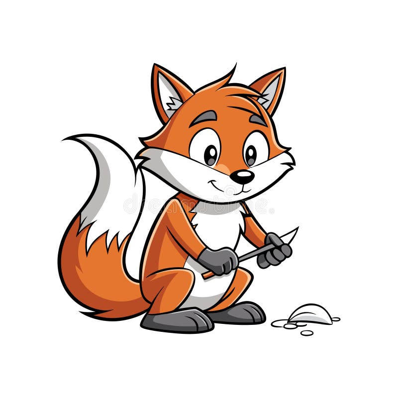 Wise Fox in Focused Trimming Action Stock Vector - Illustration of ...