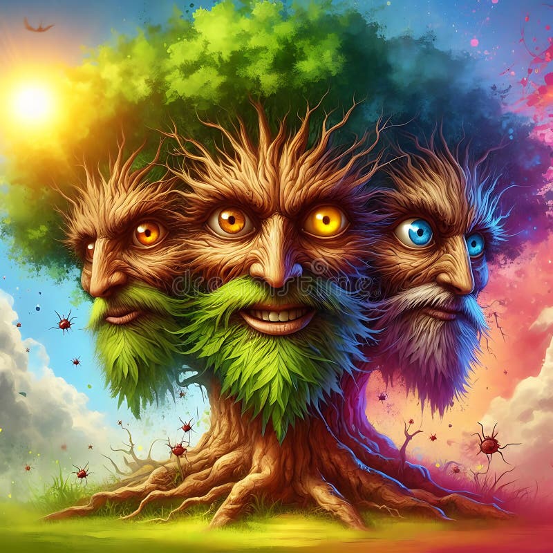 Wise Mystical Tree in a Rainforest. AI Generared Stock Photo - Image of ...