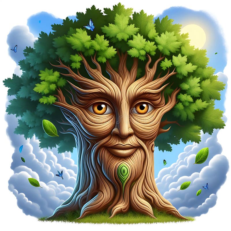Wise Mystical Tree in a Rainforest. AI Generared Stock Photo - Image of ...