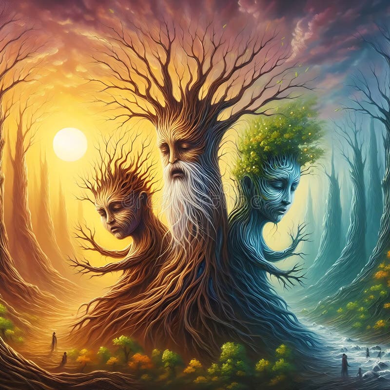 Wise Mystical Tree in a Rainforest. AI Generared Stock Photo - Image of ...