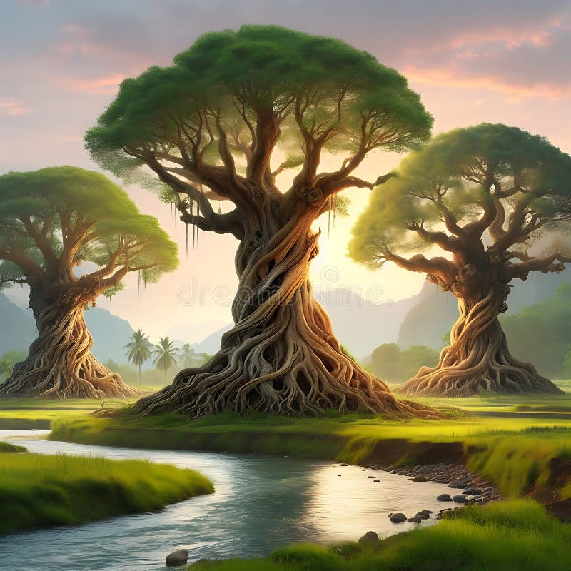 Wise Mystical Tree in a Rainforest. AI Generared Stock Image - Image of ...