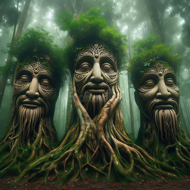 Wise Mystical Tree in a Rainforest. AI Generared Stock Image - Image of ...