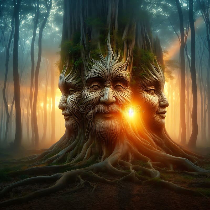 Wise Mystical Tree in a Rainforest. AI Generared Stock Image - Image of ...