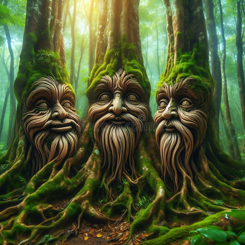 Wise Mystical Tree in a Rainforest. AI Generared Stock Photo - Image of ...