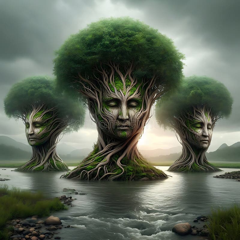 Wise Mystical Tree in a Rainforest. AI Generared Stock Image - Image of ...