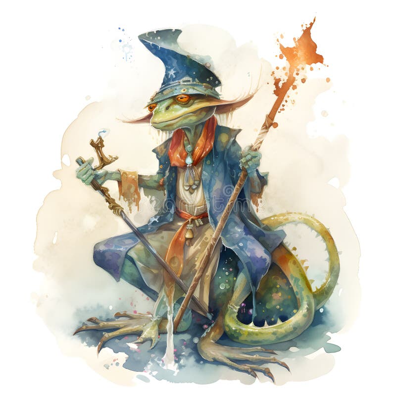Wise Mystical Wizard Lizard, Ai Generative Illustration Stock ...