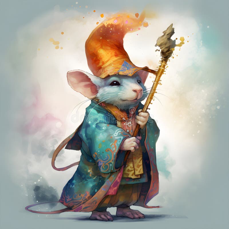 Wise Mystical Wizard Mouse, Ai Generative Illustration Stock ...