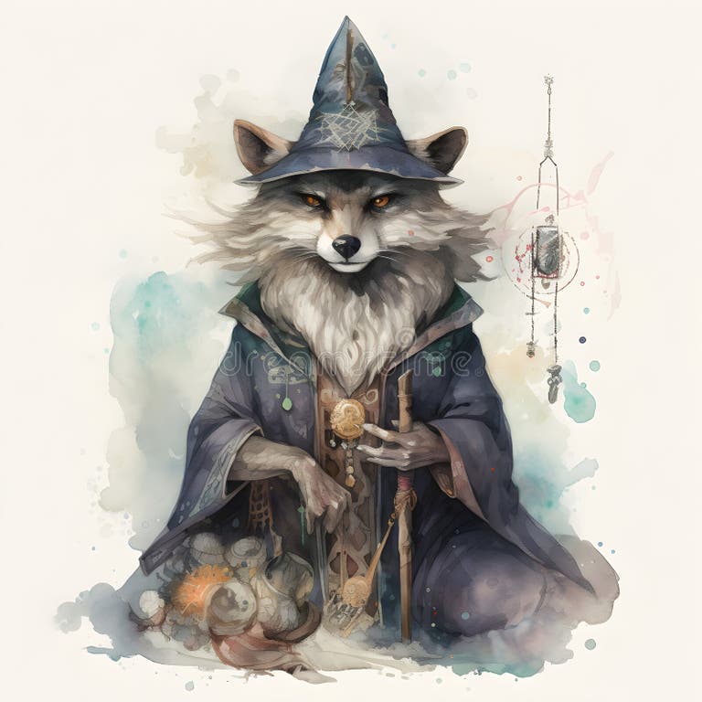 Wise Mystical Wizard Wolf, Ai Generative Illustration Stock ...