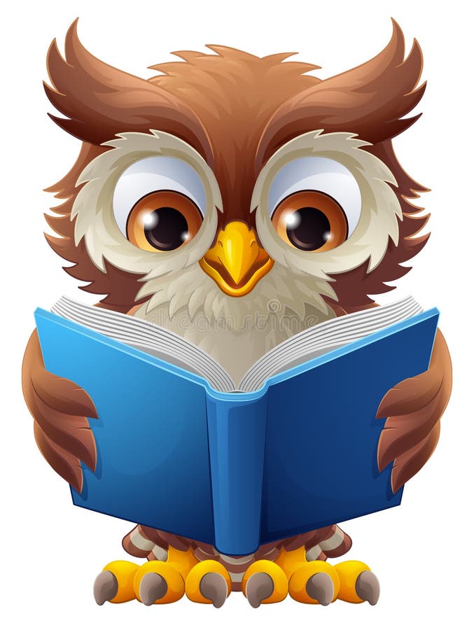 Wise Owl Cartoon Cute Character Reading Book Stock Vector ...